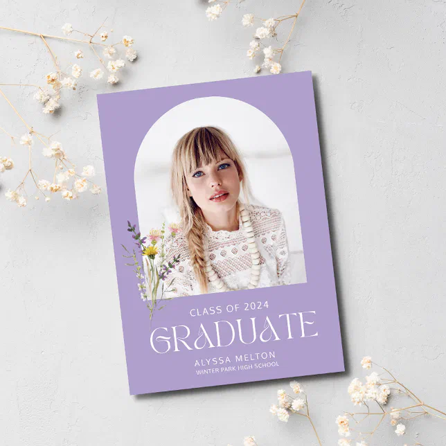 Wildlflower Photo Simple Girl Graduation Party Invitation | Zazzle