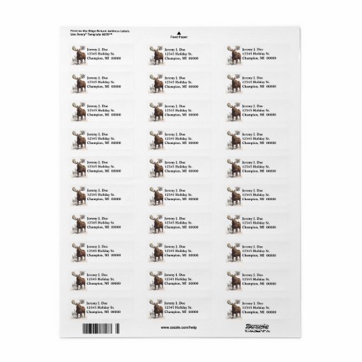 Wildlife Bull Moose Winter Return address Labels | Zazzle