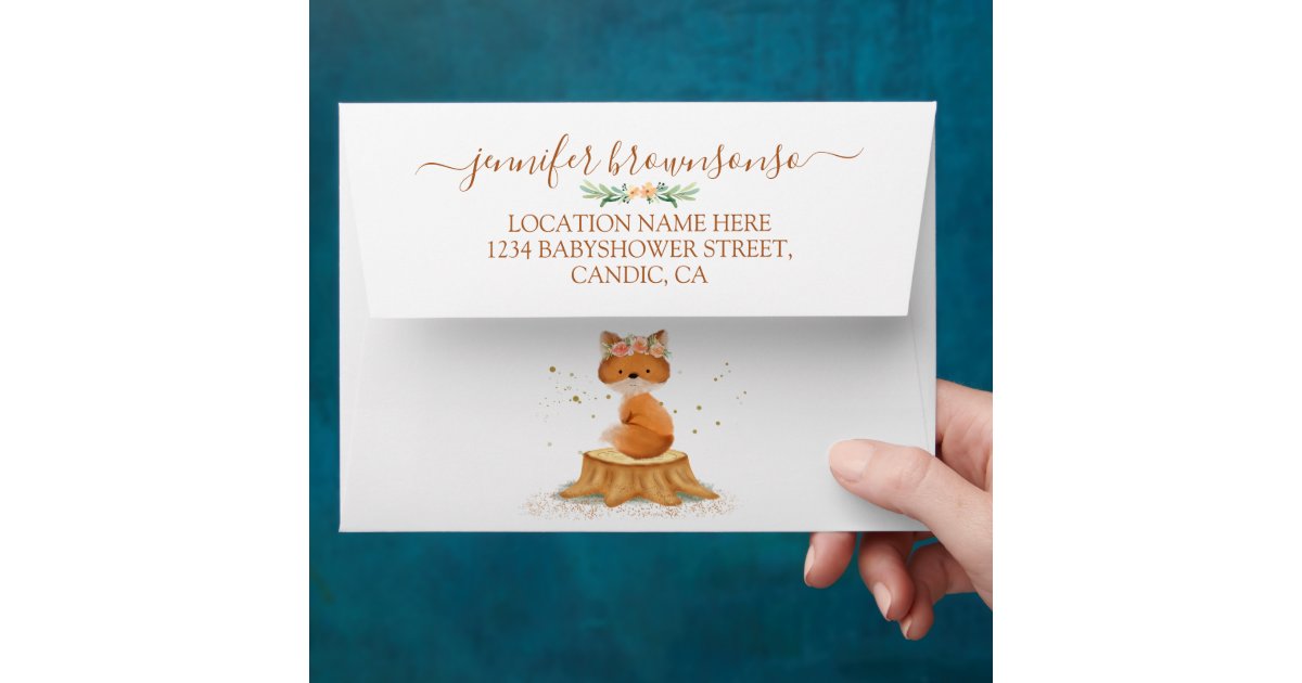 Wildlife Greenery Animal Fox Flower Envelope | Zazzle