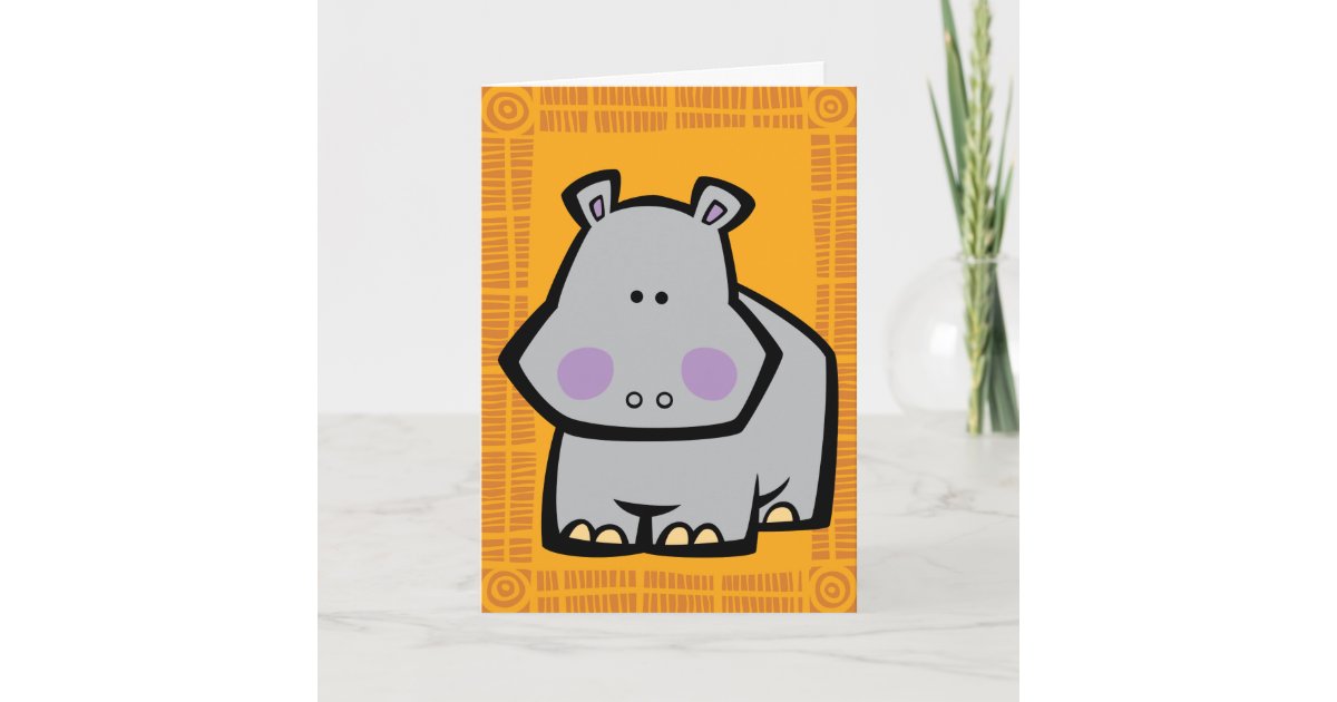 Wildlife Hippo Puzzle Greeting Card | Zazzle
