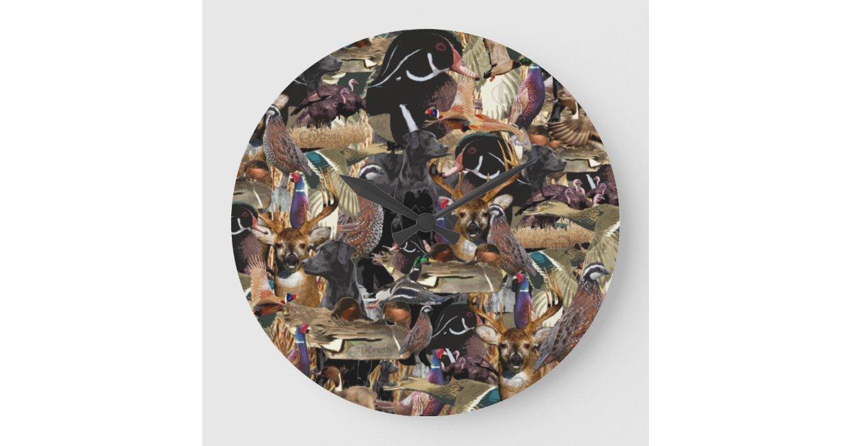 Wildlife Hunting Décor, Duck & Deer Hunter Large C Large Clock | Zazzle