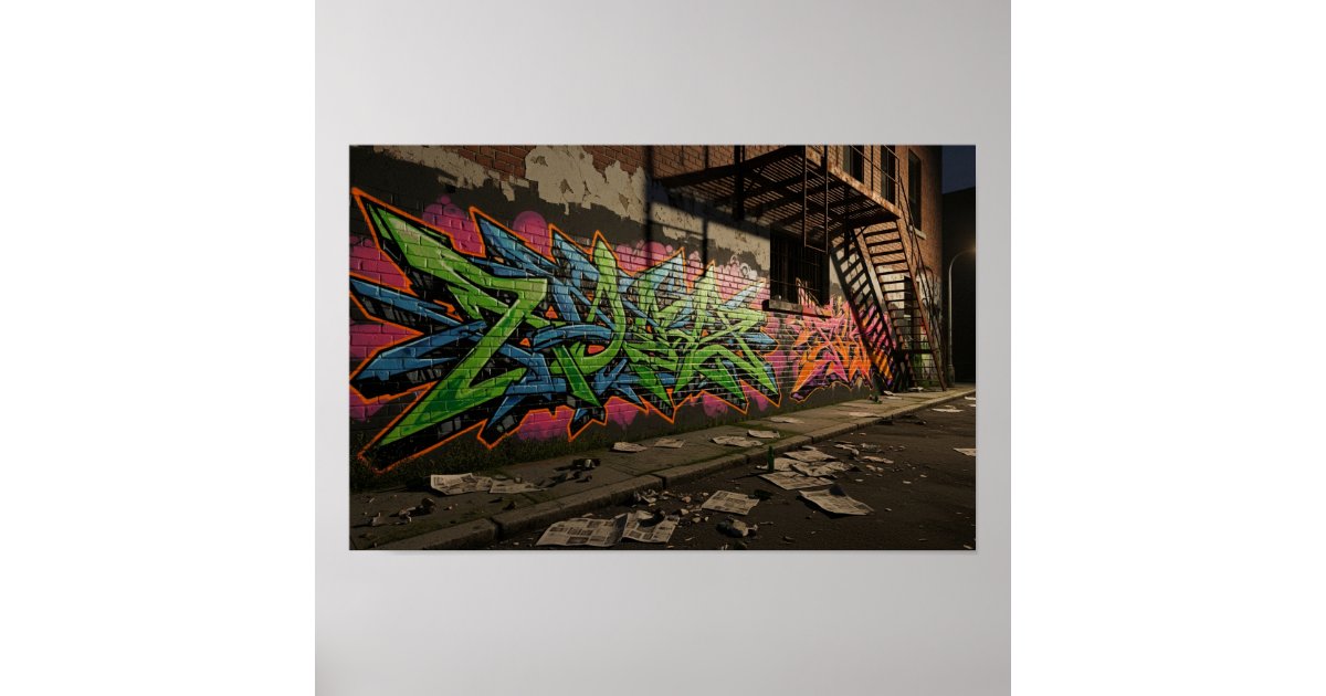 Wildstyle Graffiti Mural Poster | Zazzle