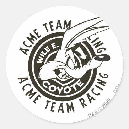 Wile E. Coyote Acme Team Racing B/W Classic Round Sticker | Zazzle.com