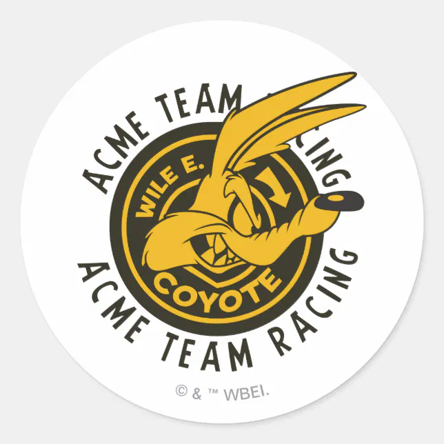 WILE E. COYOTE™ Acme Team Racing Classic Round Sticker | Zazzle
