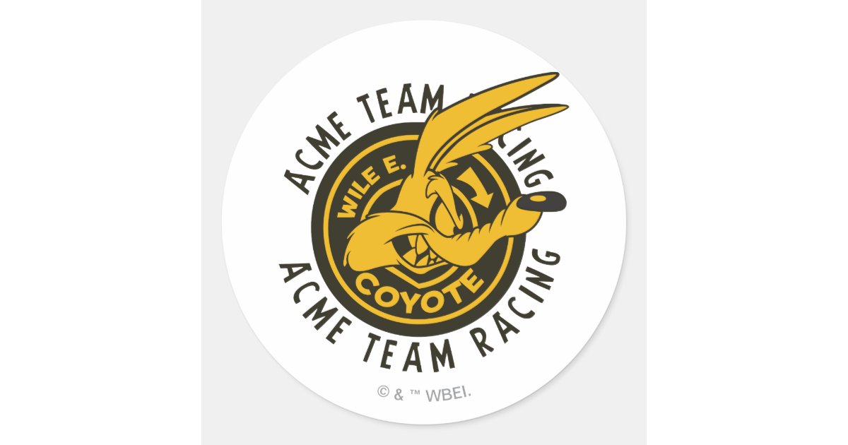 WILE E. COYOTE™ Acme Team Racing Classic Round Sticker | Zazzle