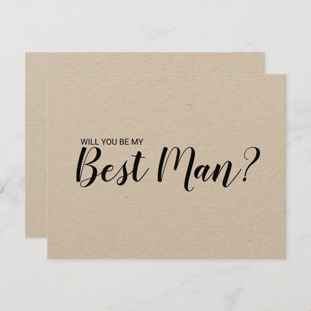 Will You Be My Best Man? Modern Script Kraft Paper Invitation | Zazzle