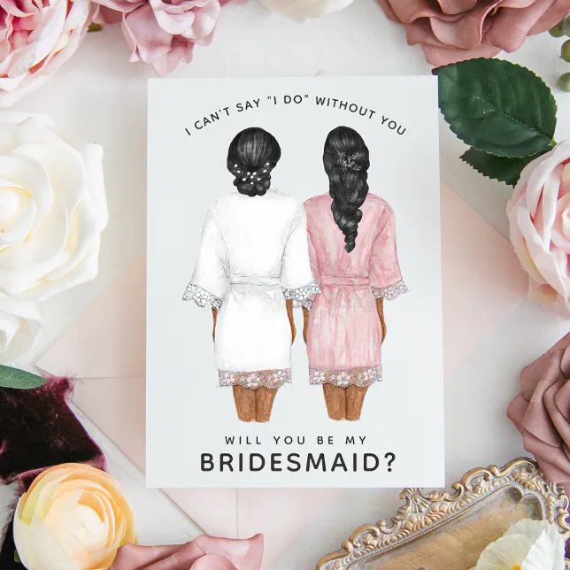 Will You Be My Bridesmaid? Girls in Robes card | Zazzle