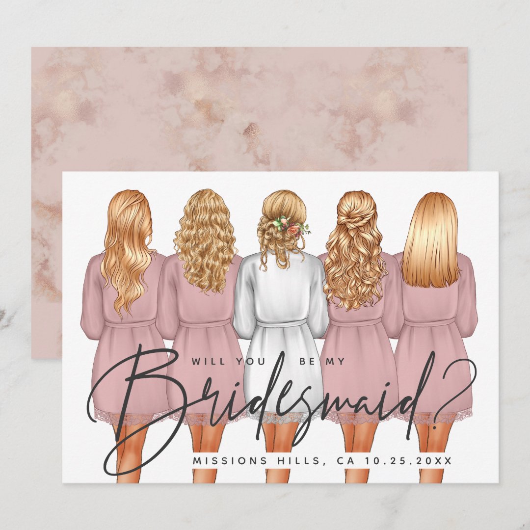 Will You Be My Bridesmaid? Girls in Robes V2 Invit Invitation | Zazzle
