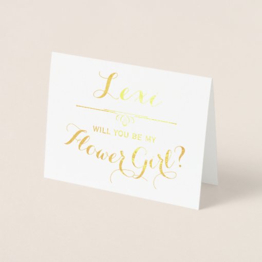 Will You Be My Flower Girl Cursive Personalized Foil Card | Zazzle