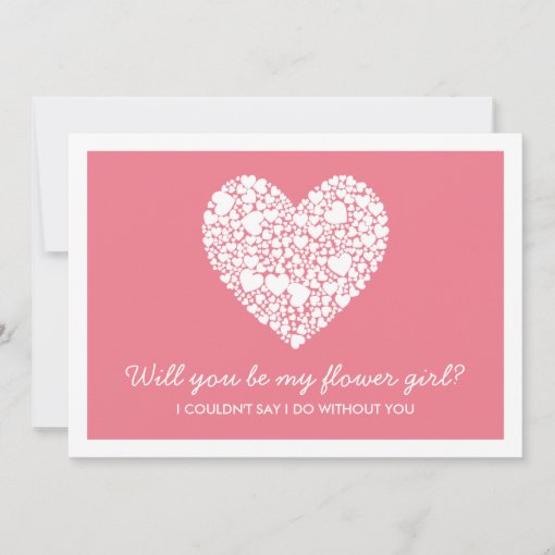 Will You Be My Flower Girl Pink Heart Card Zazzle