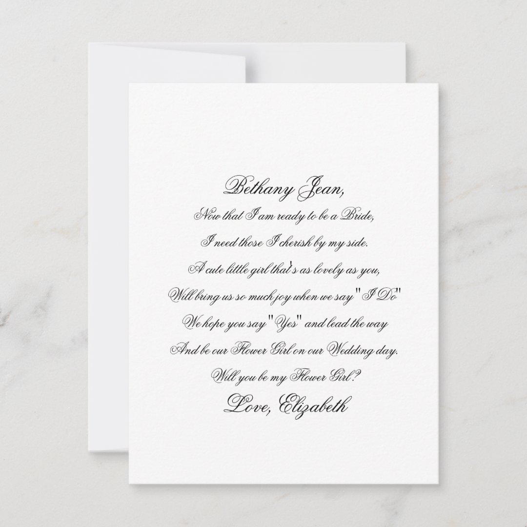 Will You Be My Flower Girl Script Poem Card | Zazzle