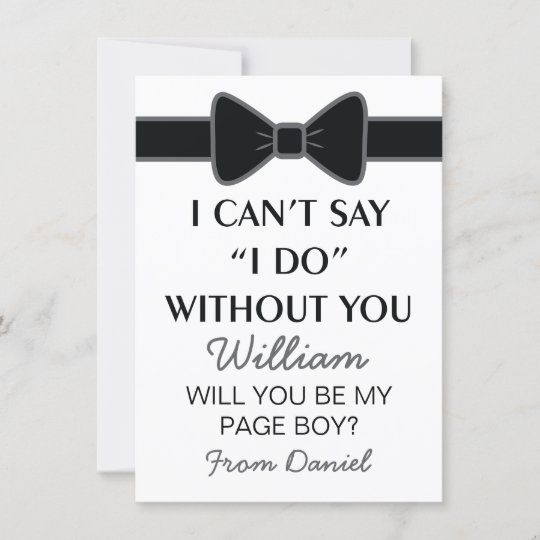 Will You Be My Page Boy Black Bow Tie Invitation | Zazzle.com