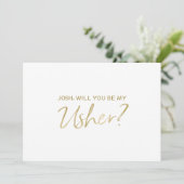 "Will you be my usher" | Gold Hand lettered Invitation | Zazzle