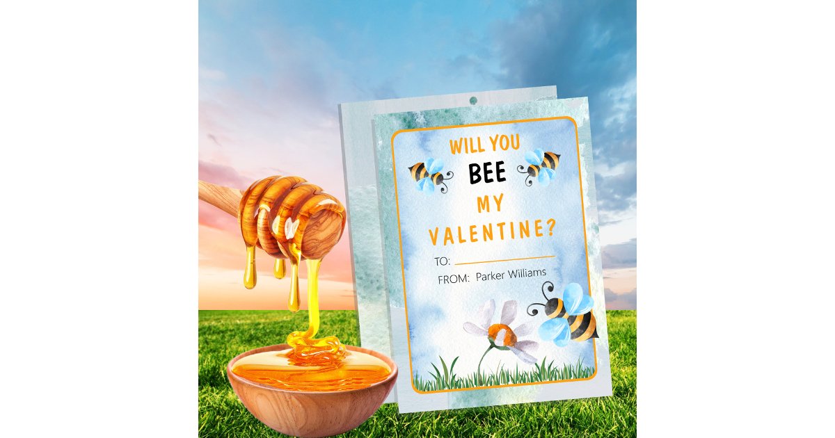 Will You BEE My Valentine's Day Classroom Note Card | Zazzle