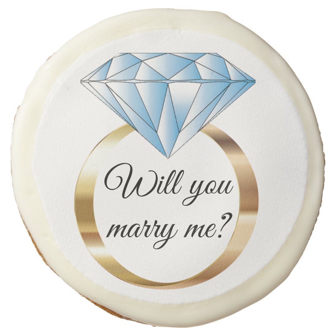 Will you Marry Me Diamond Wedding Ring Proposal Sugar Cookie | Zazzle