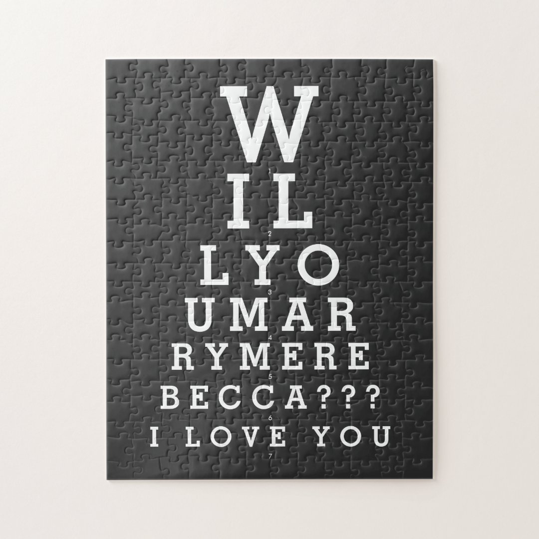 Will You Marry Me Marriage Custom Optician Chart Jigsaw Puzzle | Zazzle