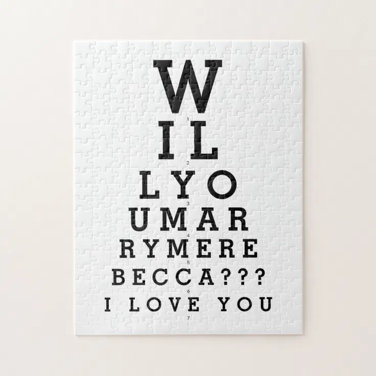 Will You Marry Me Optician Chart Custom Marriage Jigsaw Puzzle | Zazzle