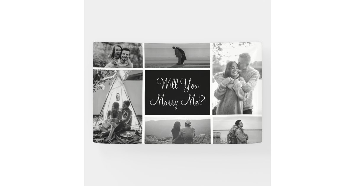 Will You Marry Me | Photo Black And White Collage Banner | Zazzle