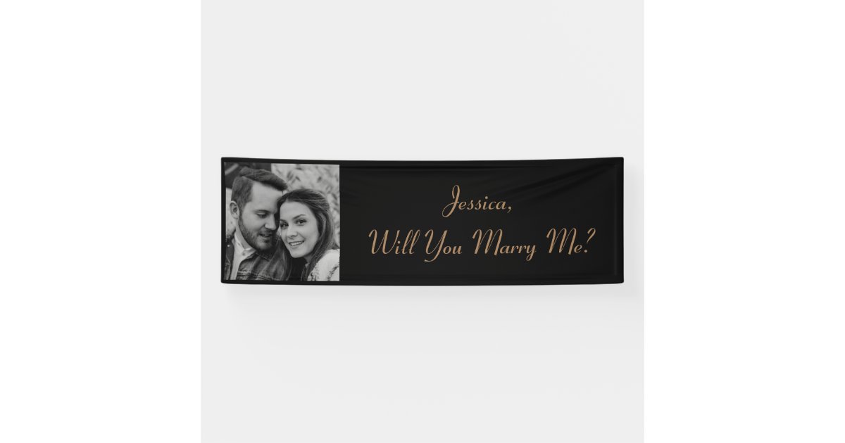 Will You Marry Me | Photo Black And White Proposal Banner | Zazzle