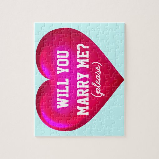 Will You Marry Me? Pink Glass Heart Jigsaw Puzzle | Zazzle