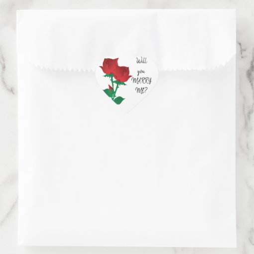 Will You Marry Me? | Red Roses Heart Sticker | Zazzle