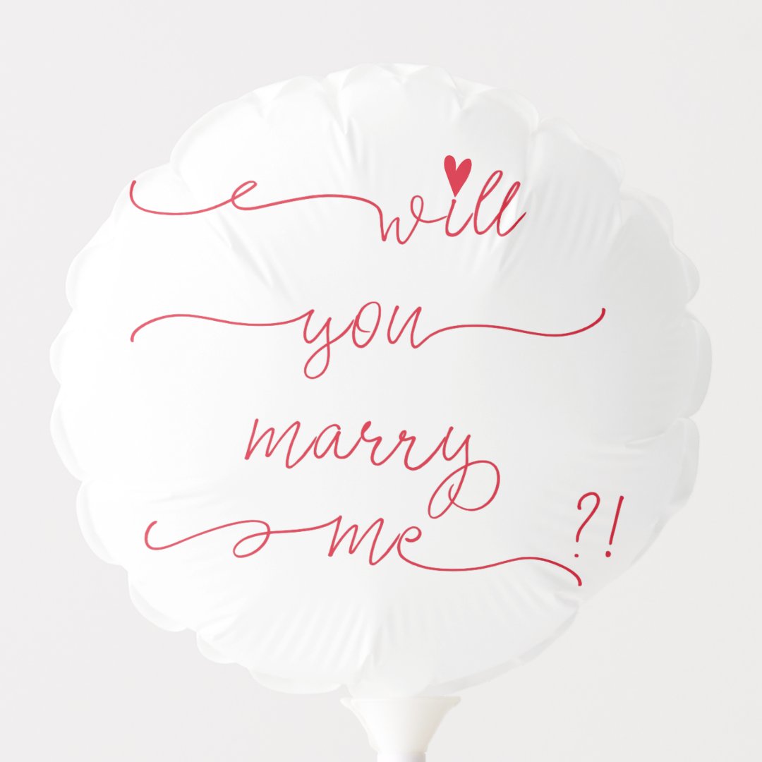 Will you marry me? Romantic Script Typography Balloon | Zazzle
