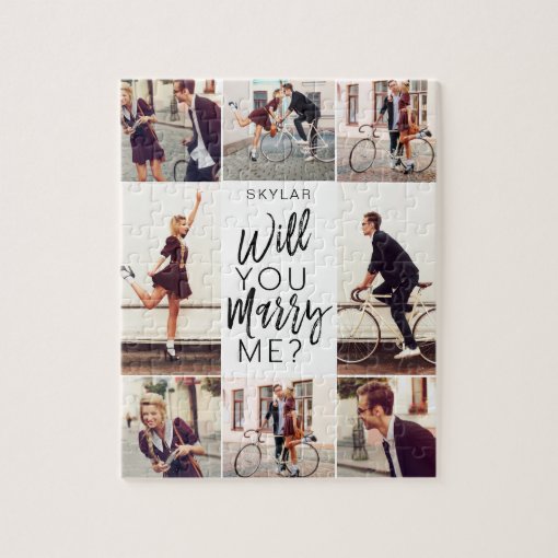 Will You Marry Me Script & Custom Photo Collage Jigsaw Puzzle | Zazzle