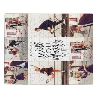 Will You Marry Me Script & Custom Photo Collage Jigsaw Puzzle | Zazzle