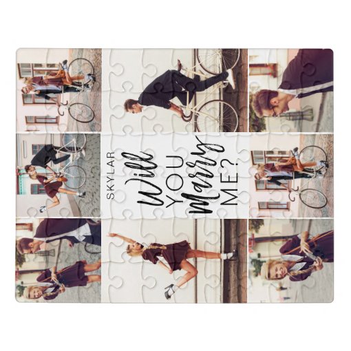 Will You Marry Me Script & Custom Photo Collage Jigsaw Puzzle | Zazzle