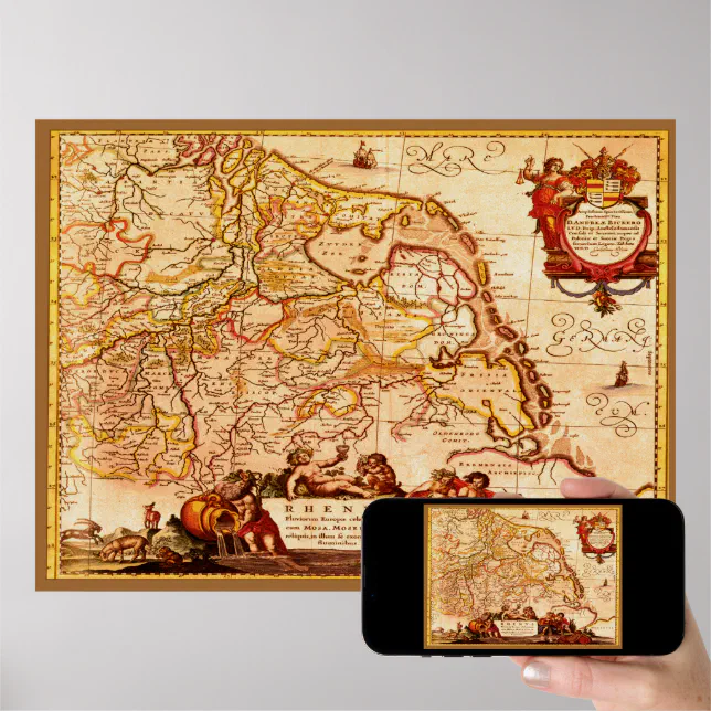 Willem Blaeu Old Rhineland Germanic Map Series Poster | Zazzle