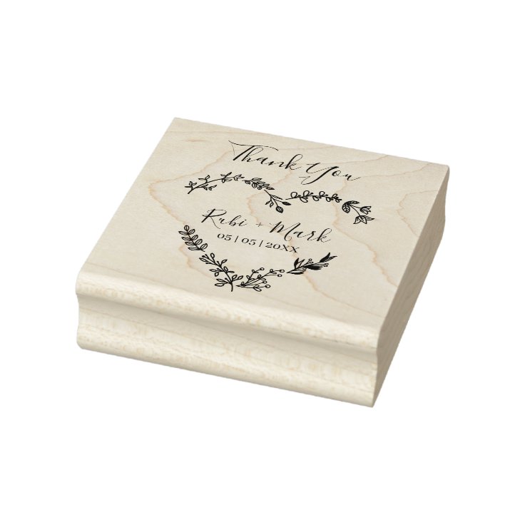 Willflowers Heart and Thank You Quote Rubber Stamp | Zazzle