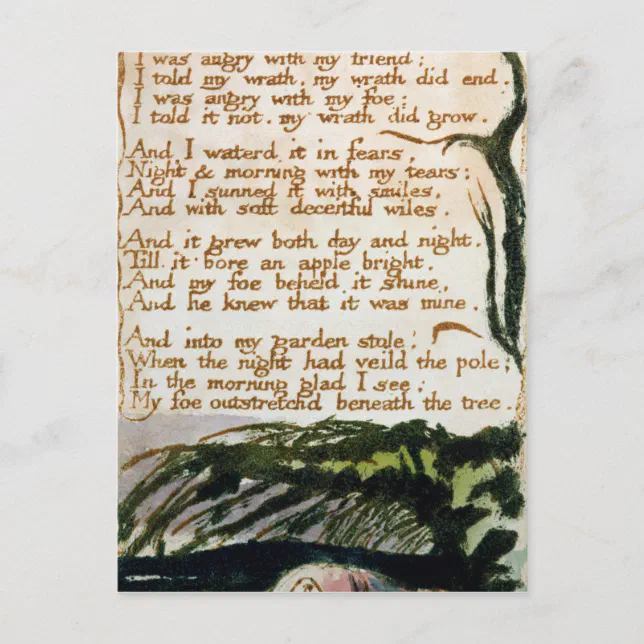 William Blake | A Poison Tree Postcard | Zazzle