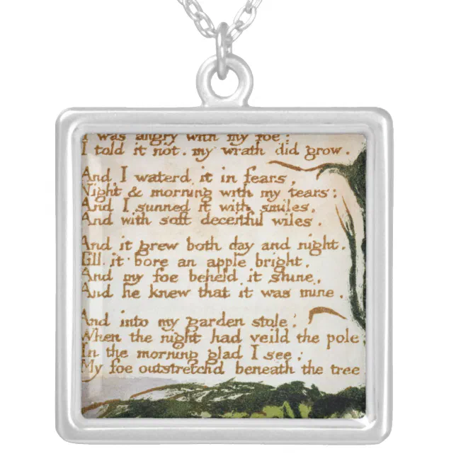 William Blake | A Poison Tree Silver Plated Necklace | Zazzle