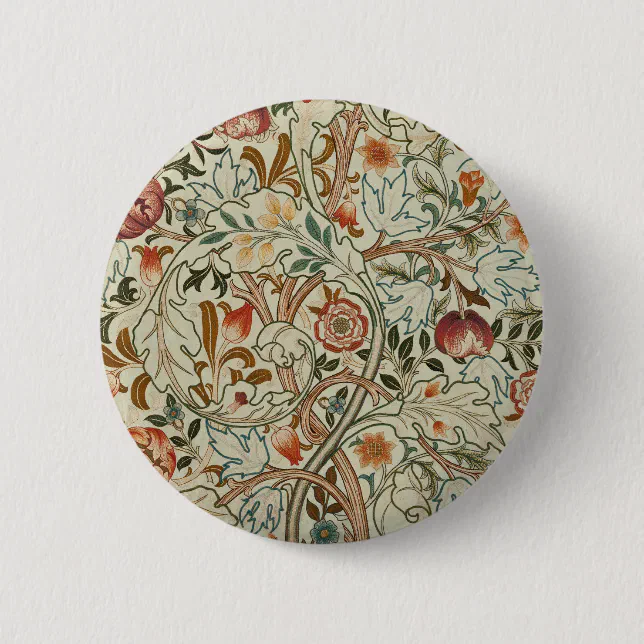 William Morris Acanthus Embroidery Floral Pattern Button | Zazzle