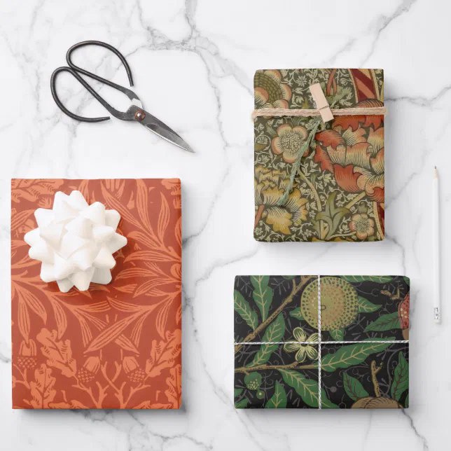 William Morris Acorn Wallpaper Nature Design Wrapping Paper Sheets | Zazzle