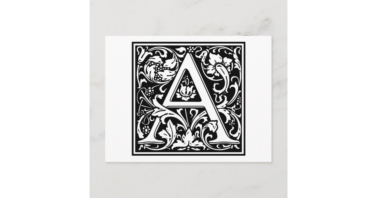 William Morris Alphabet “A” Postcard | Zazzle