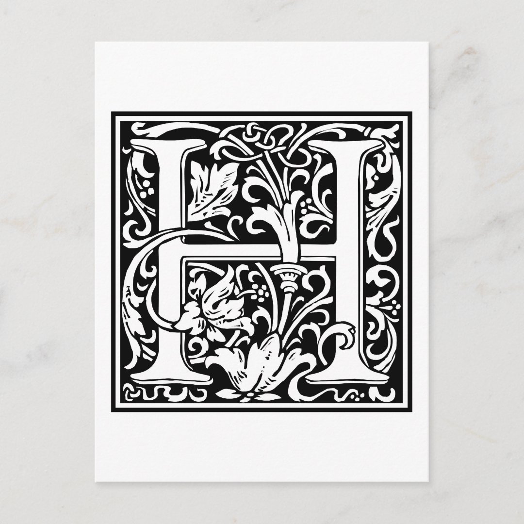 William Morris Alphabet “H” Postcard | Zazzle