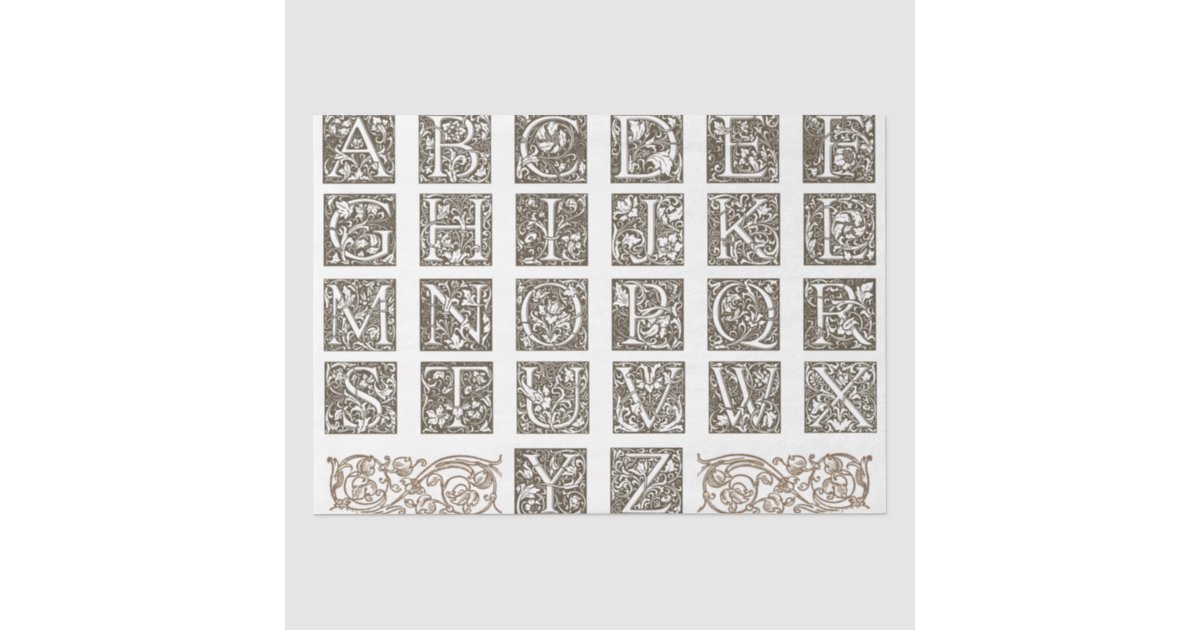 William Morris Alphabet Letters Vintage Decoupage Tissue Paper | Zazzle