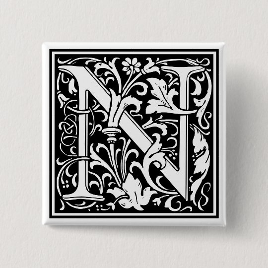 William Morris Alphabet “N” Button | Zazzle.com
