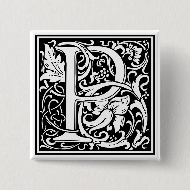 William Morris Alphabet “P” Button | Zazzle