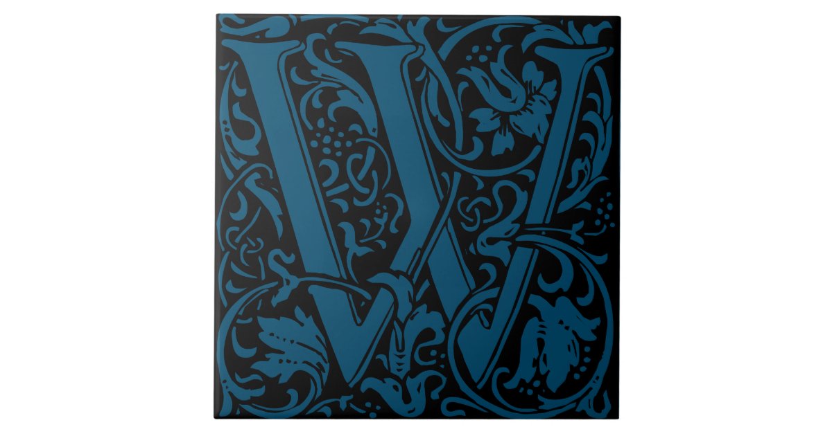 William Morris Art Nouveau Monogrammed Letter W Ceramic Tile | Zazzle