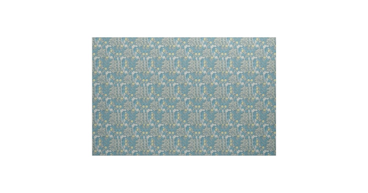 William Morris,art nouveau pattern, seaweed,blue,f Fabric | Zazzle