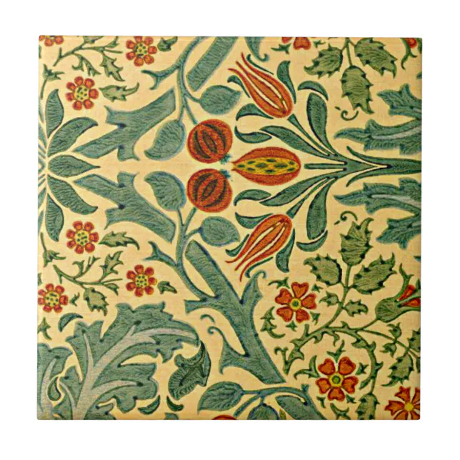 William Morris - Autumn Flower pattern Ceramic Tile | Zazzle