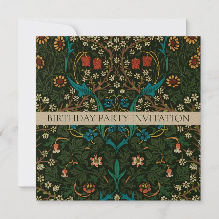 WILLIAM MORRIS BIRTHDAY PARTY INVITATION | Zazzle