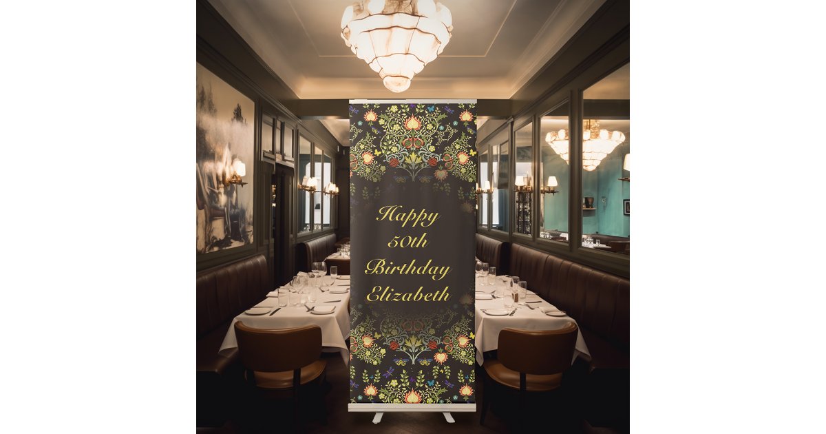 William Morris Birthday Party Retractable Banner | Zazzle