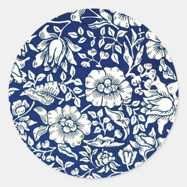 William Morris - Blue Mallow Poster Classic Round Sticker | Zazzle