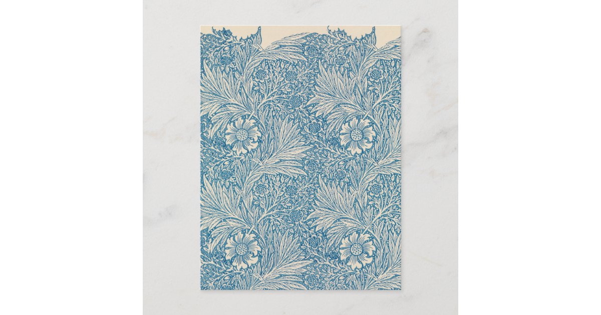 William Morris - Blue Marigold Postcard | Zazzle