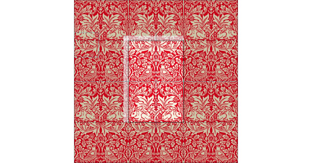 William Morris Brer Rabbit Vintage Red Pattern Fabric | Zazzle