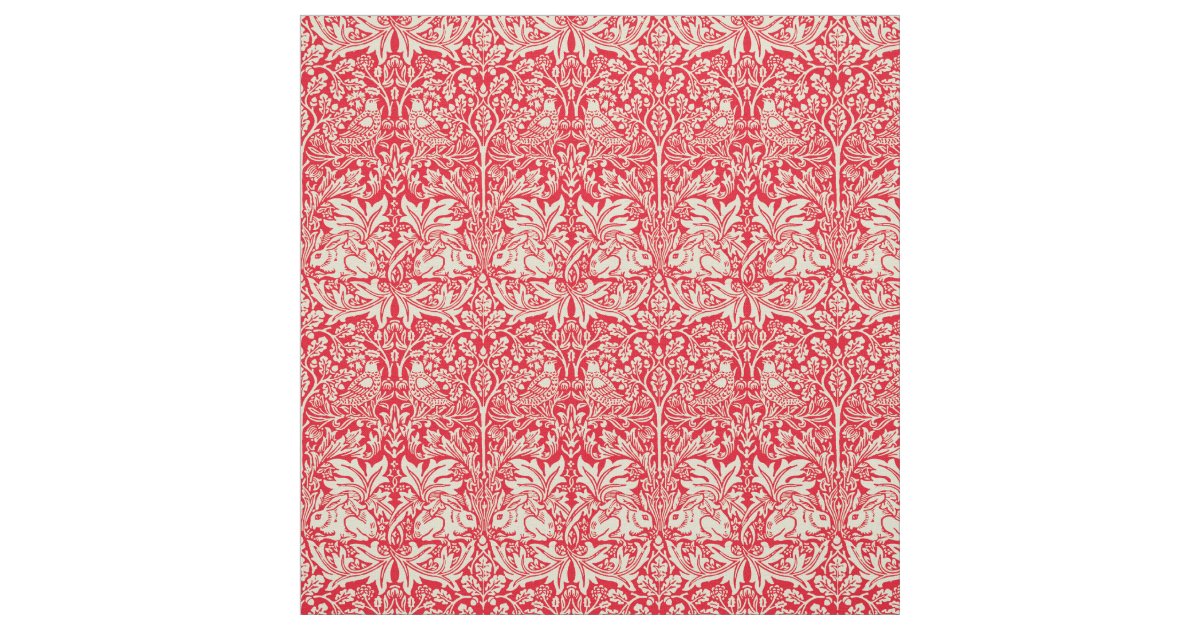 William Morris Brer Rabbit Vintage Red Pattern Fabric | Zazzle
