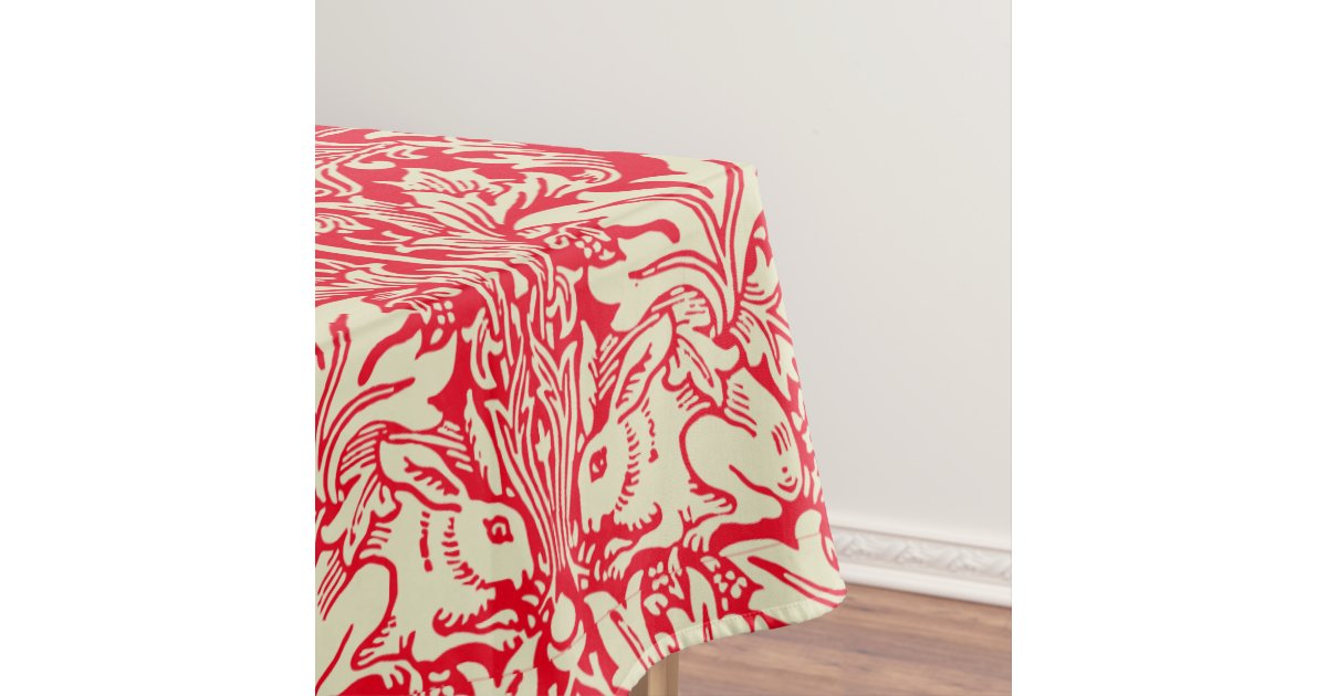 William Morris Brer Rabbit Vintage Red Pattern Tablecloth | Zazzle